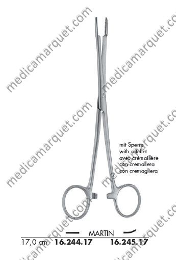 MARTIN pinza para curaciones curva 17 cm - Medica Marquet